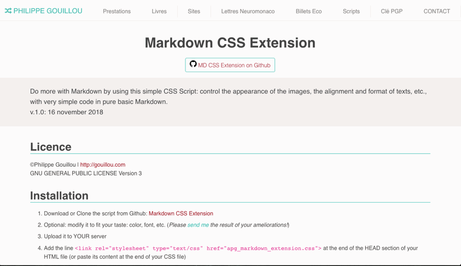GOUILLOU Philippe : Markdown CSS Extension (Free Script)